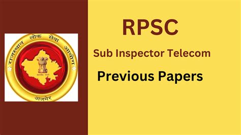 Rpsc Sub Inspector Telecom Old Question Papers