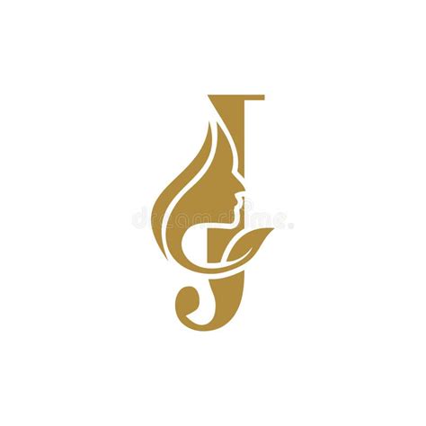 Initial J Face Beauty Logo Design Templates Stock Illustration