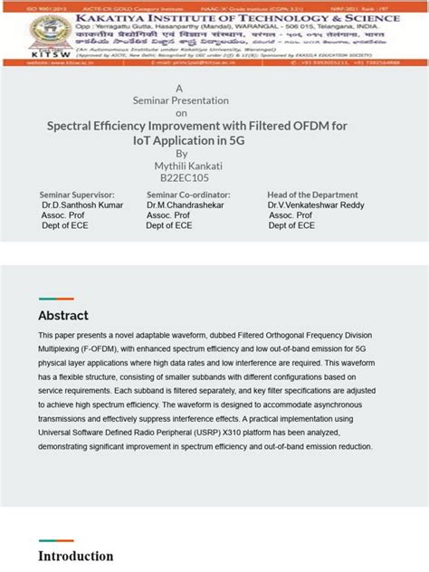 Spectral Efficiency Improvement With Filtered Ofdm For Iot Applications In 5g Pdf