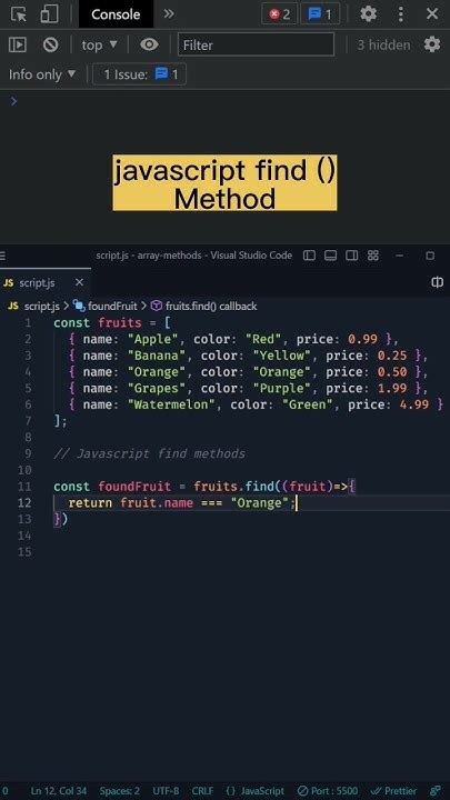 Javascript Find Method Basic Recap Shorts Javascript Youtube