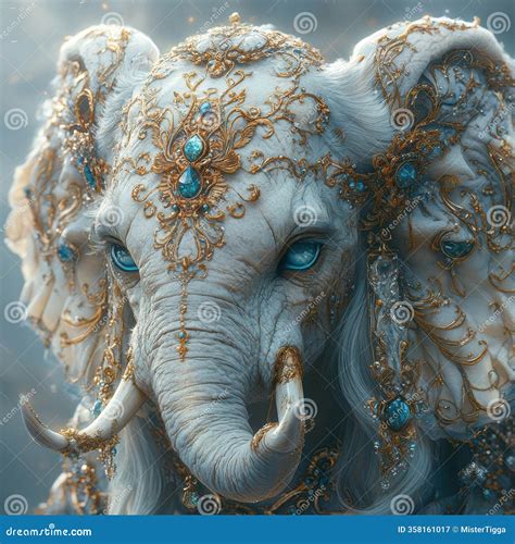 Digital Artwork Of An Anthropomorphic Elephant With White Skin Blue