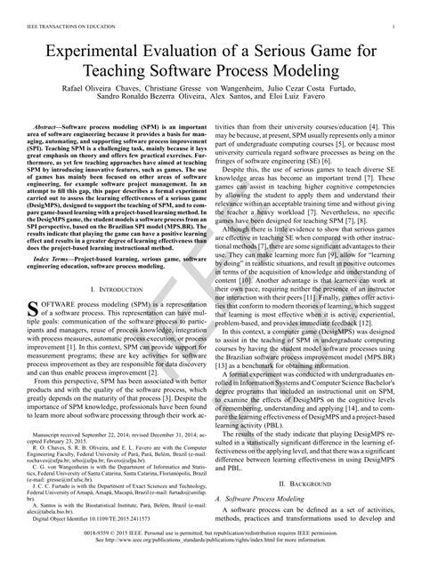pdf experimental evaluation of a game for teaching software process