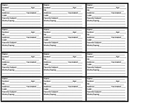 Students Index Card Pdf