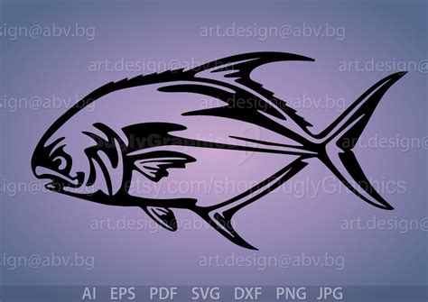 Vector Permit Fish Ai Eps Pdf Png Svg Dxf  Graphic Digital