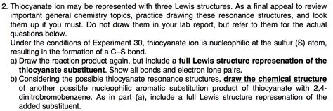 solved thiocyanate ion may be represented with three lewis