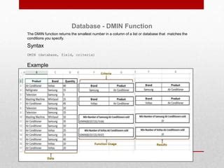 Excel Database Function PPTX