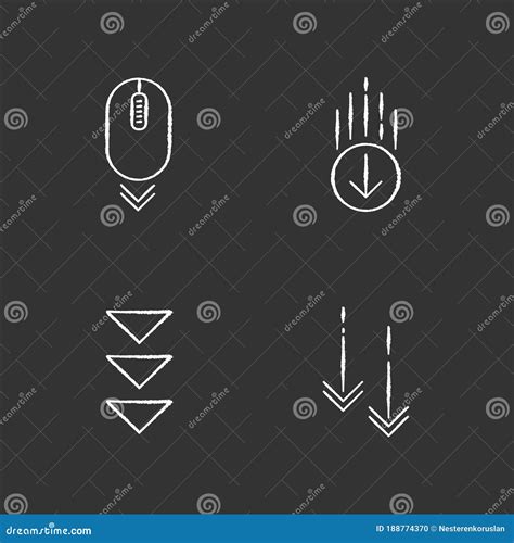 scrolling down arrows button chalk white icon on black background
