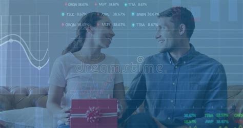 image of graphs and trading boards diverse man surprising woman by