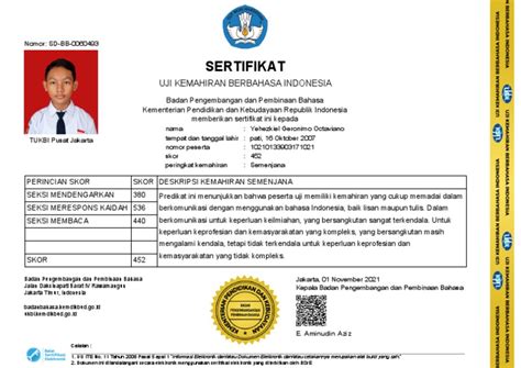 Sertifikat Uji Kemahiran Bahasa Pdf