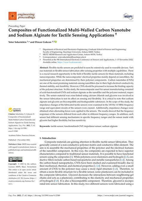 Pdf Composites Of Functionalized Multi Walled Carbon Nanotube And Sodium Alginate For Tactile