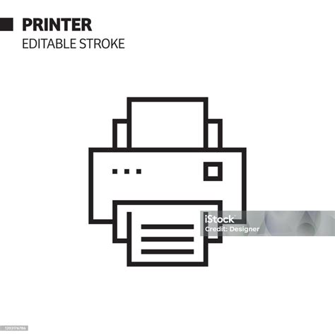 프린터 선 아이콘 윤곽선 벡터 기호 그림 픽셀 완벽 편집 스트로크 0명에 대한 스톡 벡터 아트 및 기타 이미지 0명 기업 비즈니스 기업 재무와 산업 Istock