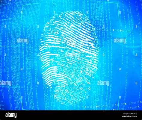 Abstract Blue Technology Background Scan Fingerprint Biometric Identity Approval Security