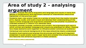 VCE English Unit Analysing Argument Written Analysis Study Design