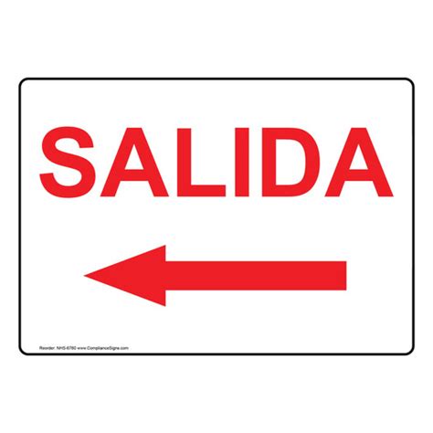 Spanish Enter Exit Exit Sign Exit With Left Arrow Spanish