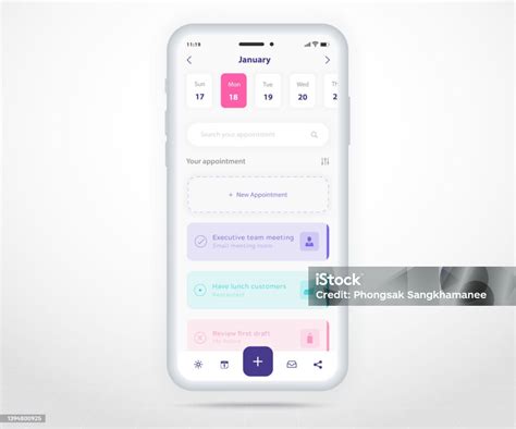 모바일 앱 캘린더 플래너 개념 약속 캘린더 템플릿 Ui Ux 스마트폰 일정 일정 일정 일정 연간 계획 회의 애플리케이션 캘린더