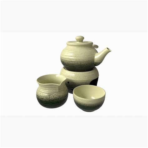 Japanese Kyusu Tea Set With Warmer 01 3d Model Download Tableware On