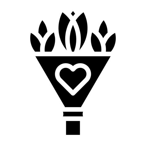 Bouquet Icon Solid Style Valentine Illustration Vector Element And