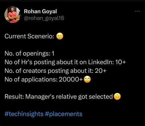 Rohan Goyal On Linkedin Placements Recession Sde Softwaredevelopment Hiring Truth Tech