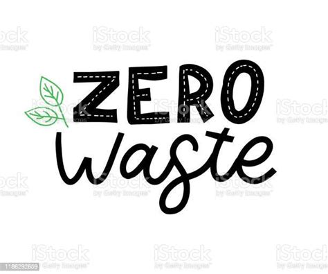 폐기물 제로 문자 텍스트 에코 녹색 그림입니다 개념 설계를 위한 낭비 제로 폐기물 제로 친환경 컨셉 유기 폐기물 벡터 그림입니다 생태 개념 0에 대한 스톡 벡터 아트 및