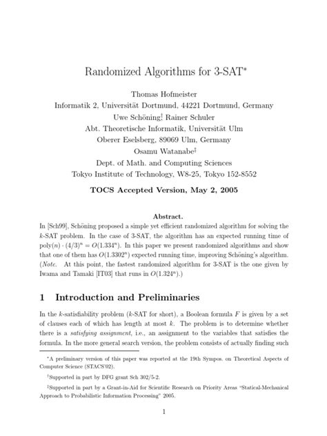 Optimized Randomized 3 Sat Algorithms Pdf Time Complexity Applied