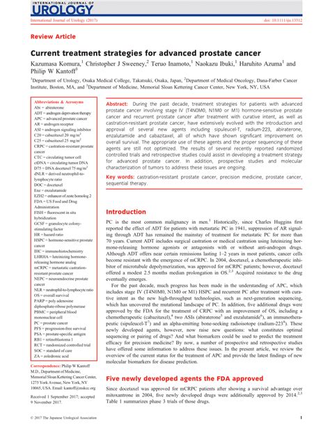 Pdf Current Treatment Strategies For Advanced Prostate Cancer