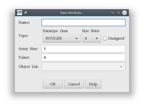 the new attribute dialog box