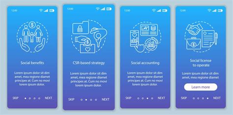 Csr Onboarding Mobile App Page Screen Vector Template Corporate Social