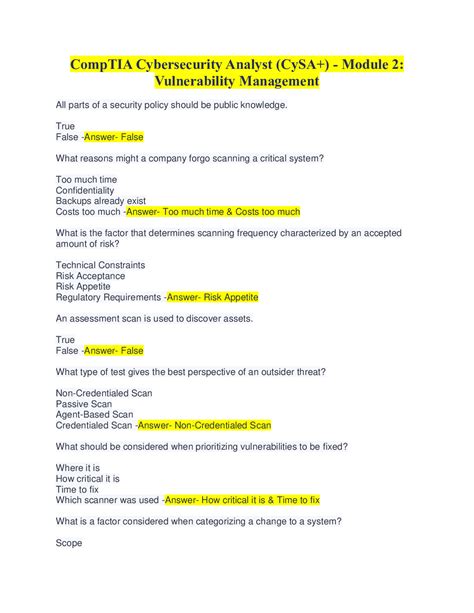 Comptia Cybersecurity Analyst Cysa Module 2 Vulnerability Management Artofit