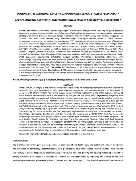Segmenting Targeting Positioning Perlukah Pdf