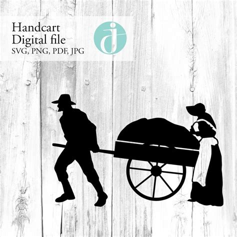 Handcart Pioneer Vector Graphic Svg Pdf Png  Vinyl Cut File Craft