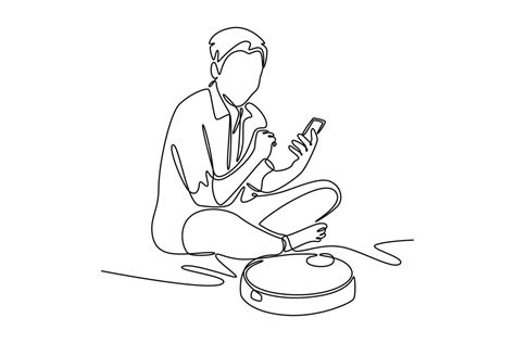 Smart Home Technology Concept Single Line Draw Design Graphic Illustration 54069957 Vector Art