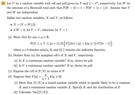 Solved Let V Be A Random Variable With Cdf And Pdf Given By Chegg