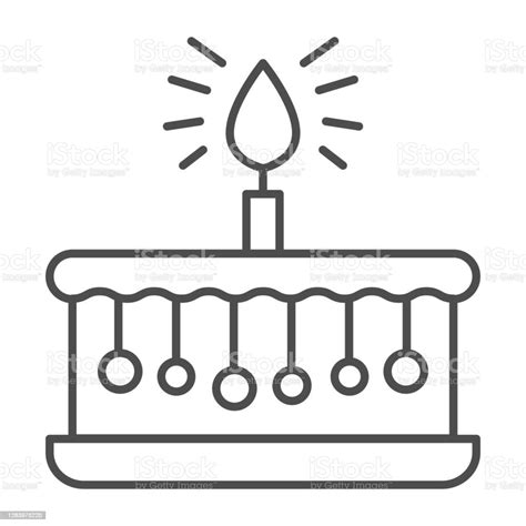 촛불 얇은 라인 아이콘 브라우니 케이크 생일 컵 케이크 개념 흰색 배경에 브라우니 사인 모바일 및 웹 디자인을위한 윤곽 스타일에