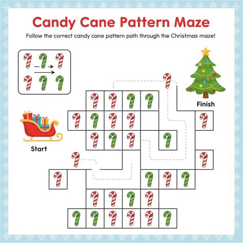 Candy Cane Mystery Pattern Worksheet Download And Print Now