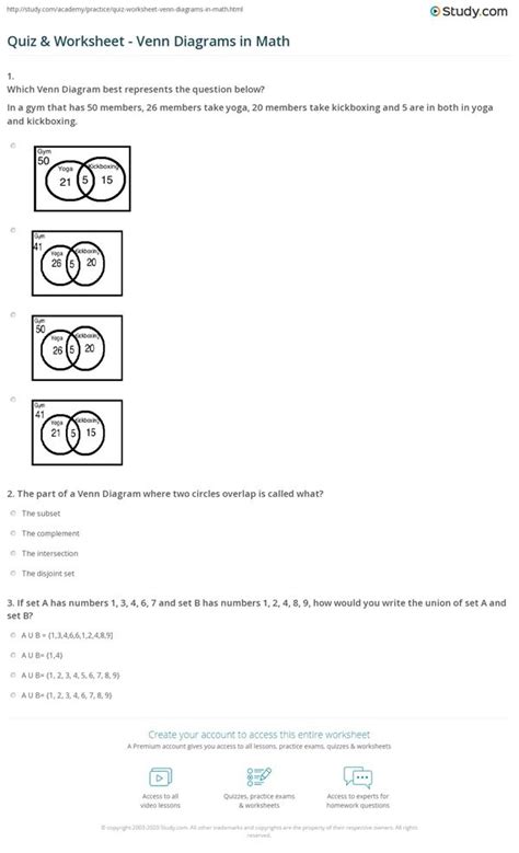 Venn Diagram Multiple Choice Questions