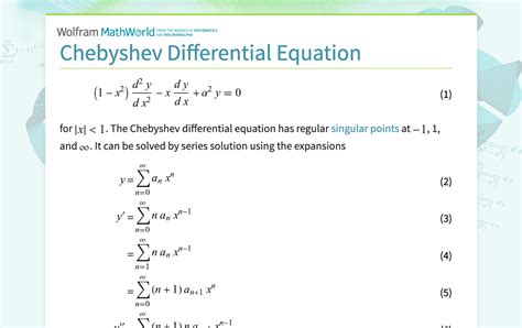 Chebyshev Differential Equation From Wolfram Mathworld