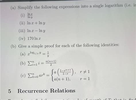 Solved (a) ﻿Simplify the following expressions into a single | Chegg.com