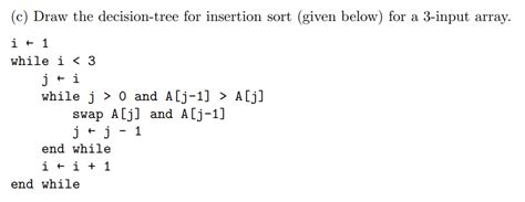 Solved C Draw The Decision Tree For Insertion Sort Given