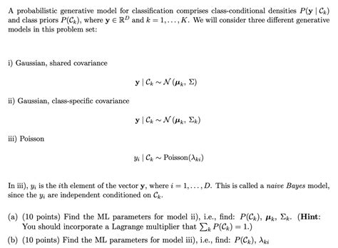 A Probabilistic Generative Model For Classification Chegg Com