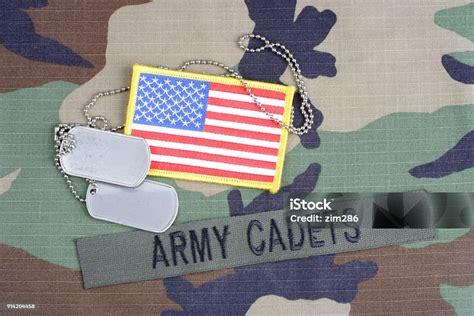테이프 플래그 패치 및 숲 위장 제복에 개 태그를 분기 하는 미국 육군 사관 학교 생도 Us 우드랜드 위장 무늬에 대한 스톡 사진 및 기타 이미지 Us 우드랜드