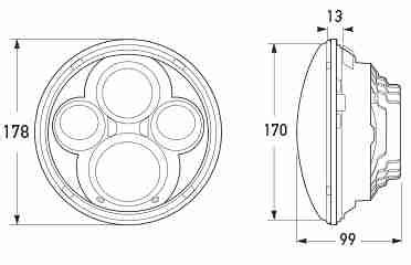 7 Round Led Headlamp High Beam Insert