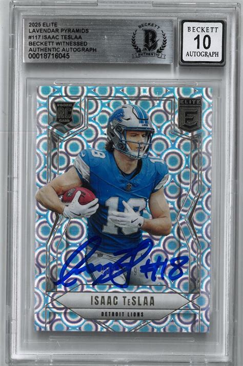 Issac Teslaa Autographed 10 Grade 2025 Elite Lavender Pyramids Rookie
