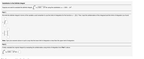 Solved Substitution In The Definite Integralsuppose We Want