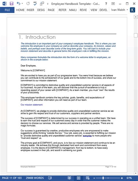 Employee Handbook Template MS Word Excel Templates Forms Checklists For MS Office And