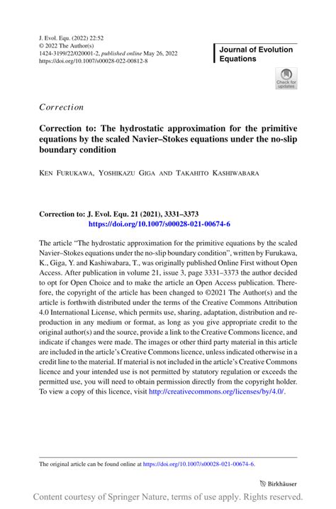 pdf correction to the hydrostatic approximation for the primitive