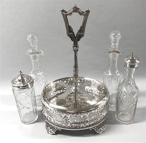Victorian Cut Crystal And Silver Plate Four Bottle Cruet Stand Cynthia Findlay Fine Jewellery
