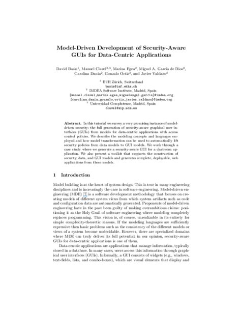 Pdf Model Driven Development Of Security Aware Guis For Data Centric