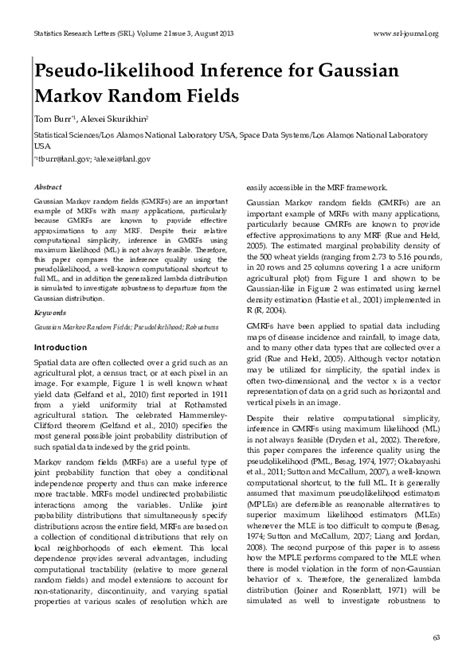 pdf pseudo likelihood inference for gaussian markov random fields