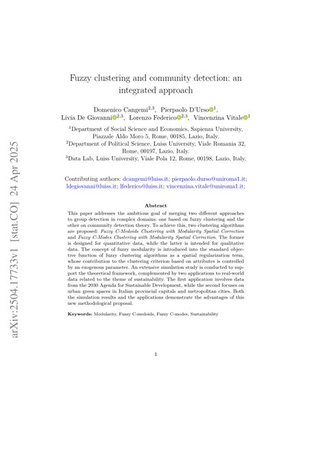 Pdf Fuzzy Clustering And Community Detection An Integrated Approach