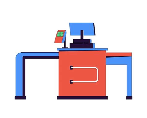 Premium Vector Supermarket Checkout Counter 2d Linear Cartoon Object